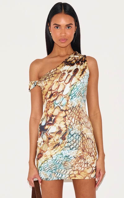 Multi Abstract Snake Double Layer Twist Dress | Dresses | PrettyLittleThing