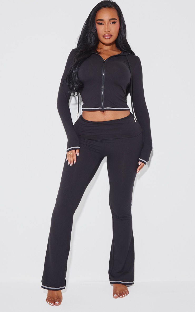 Shape Black Sculpted Contrast Stitch Zip Hoodie | Shape | PLT