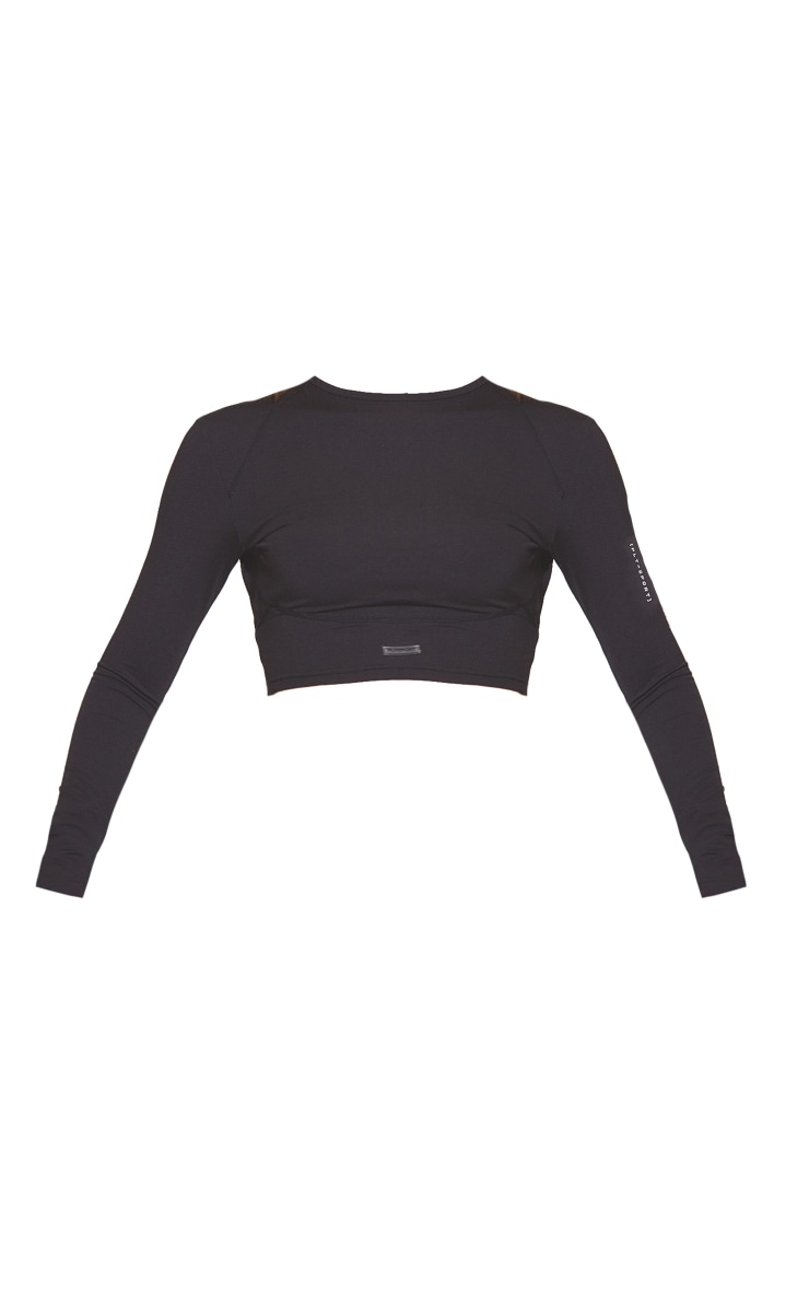 PLT Top de sport noir en mesh Sculpt découpé à manches longues ...