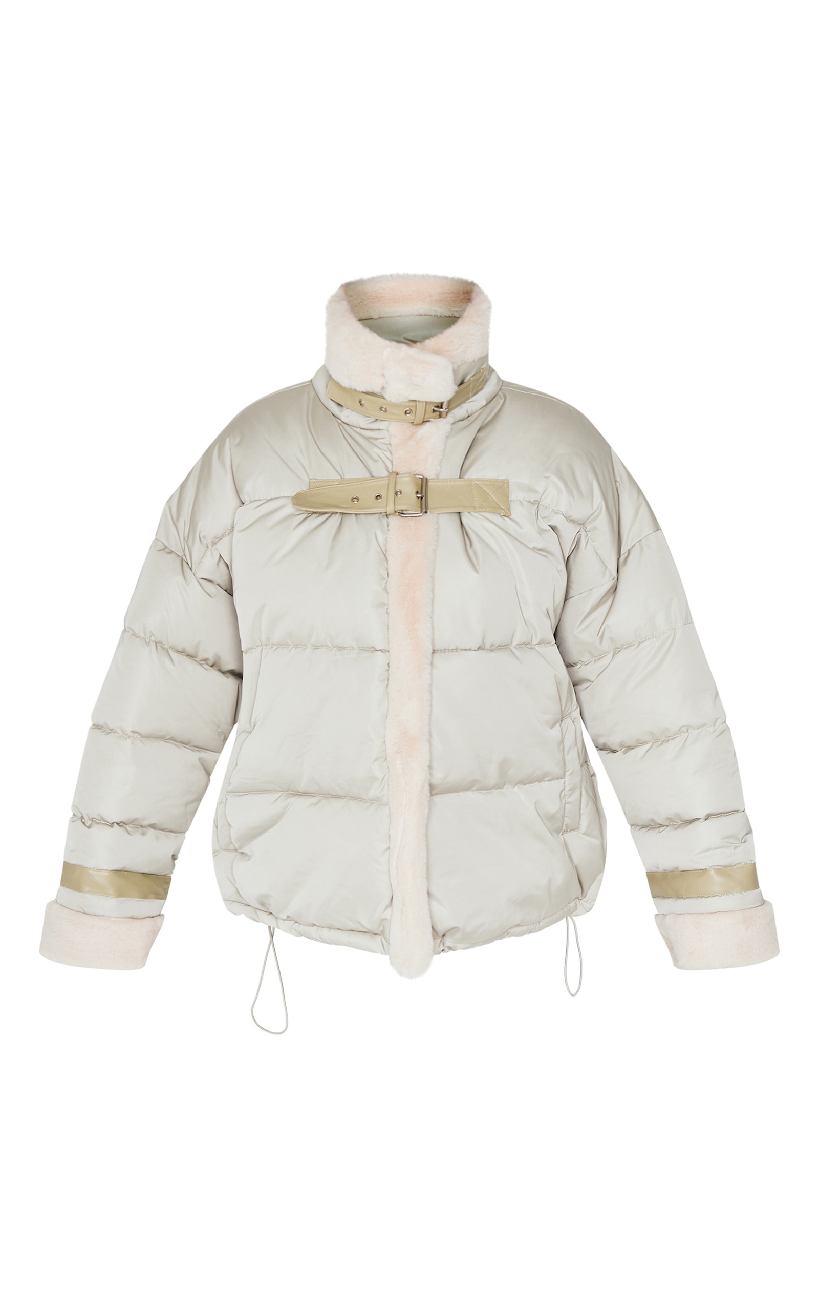Sage Khaki Buckle Trim Detail Puffer Jacket | Outerwear ...