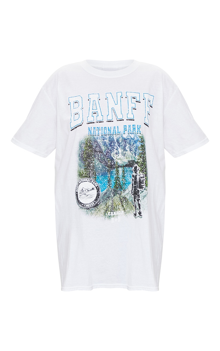 White Banff National Park Print T Shirt | PrettyLittleThing