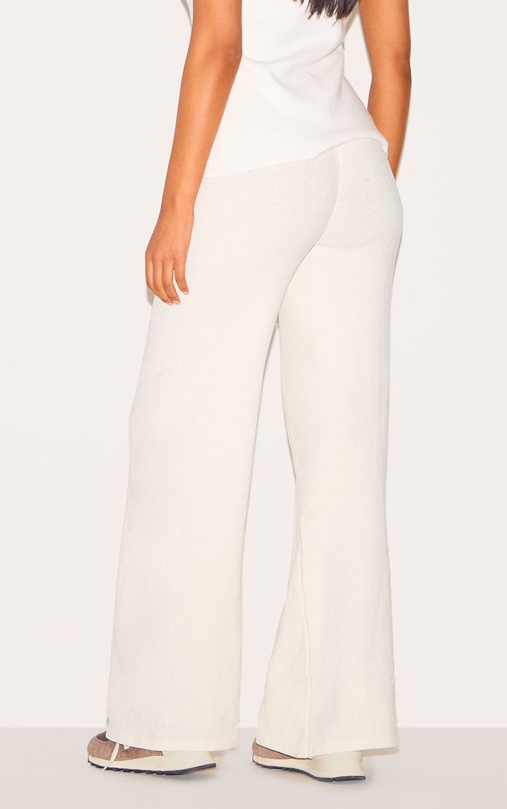 Tall Oatmeal Textured Drawstring Wide Leg Trousers | Tall | PLT