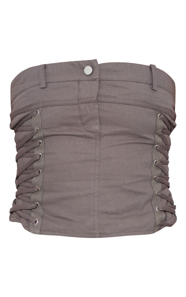 Charcoal Woven Waistband Lace Up Side Corset | Co-ords ...