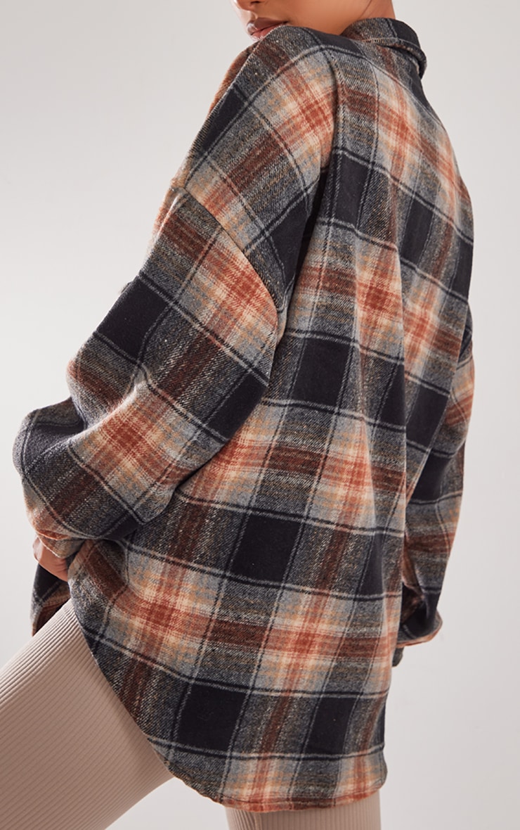 Black Check Printed Shacket | Outerwear | PrettyLittleThing