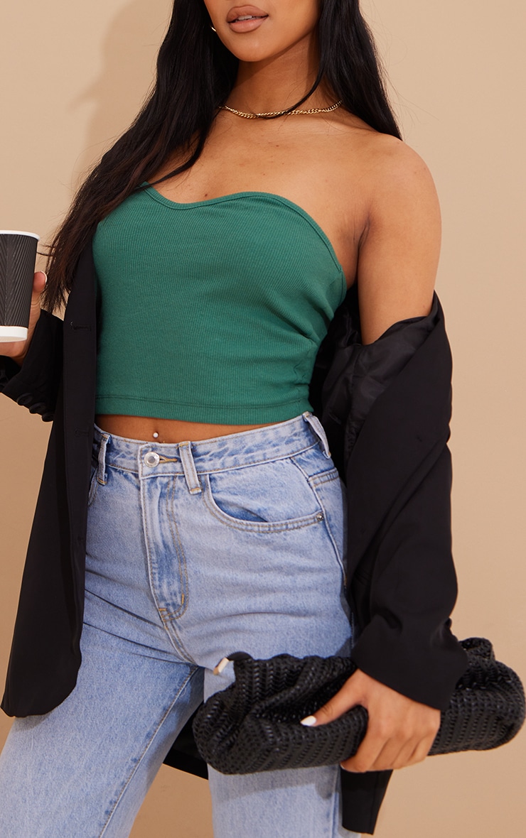 Tall - Crop top vert à col coeur | PrettyLittleThing FR