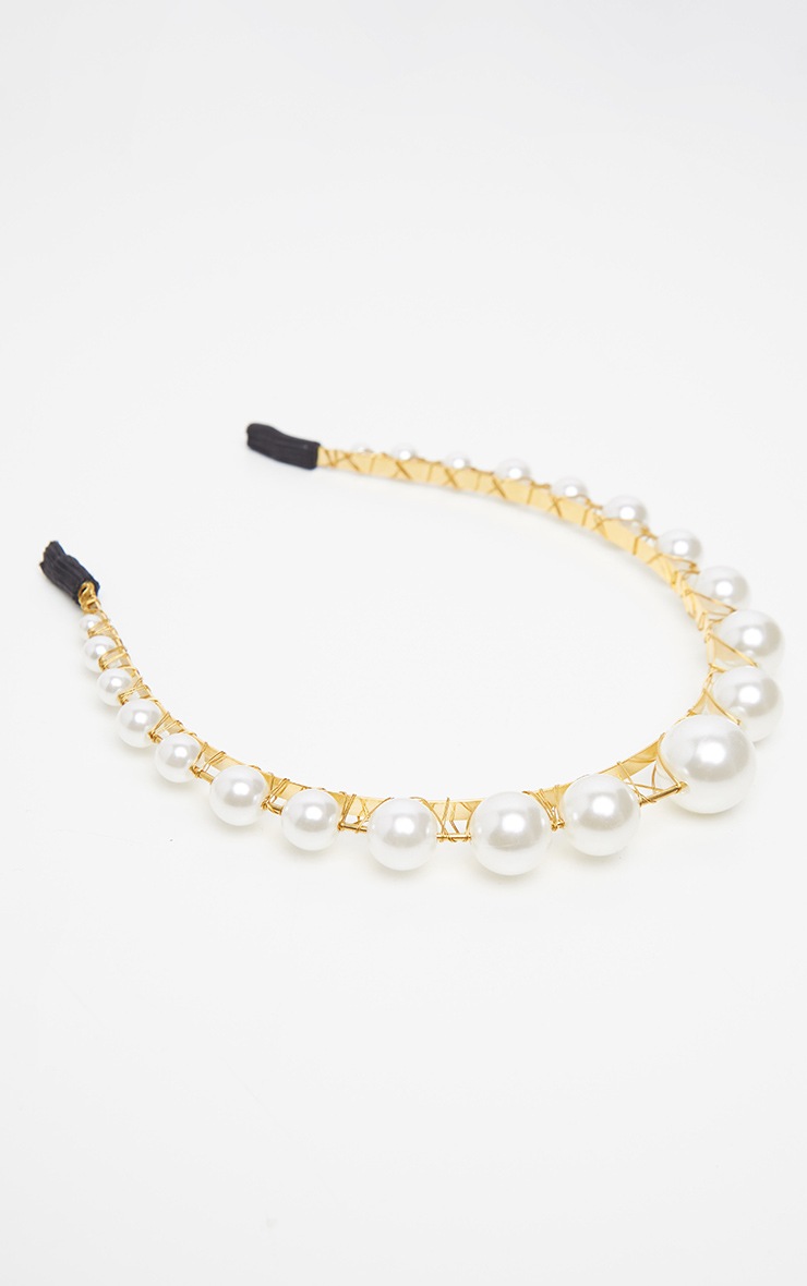 Gold Raised Pearl Headband | Accessories | PLT