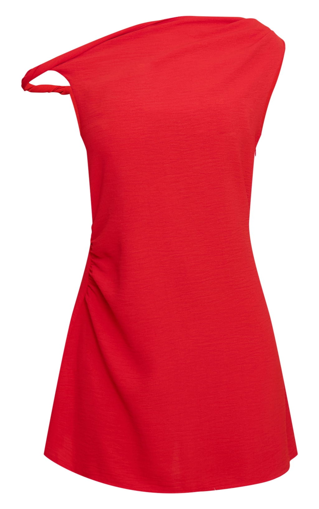 Red Textured Asymmetric Shift Dress | Dresses | PrettyLittleThing USA