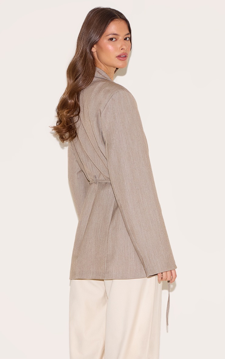 Beige Belt Detail Blazer | Outerwear | PrettyLittleThing AUS