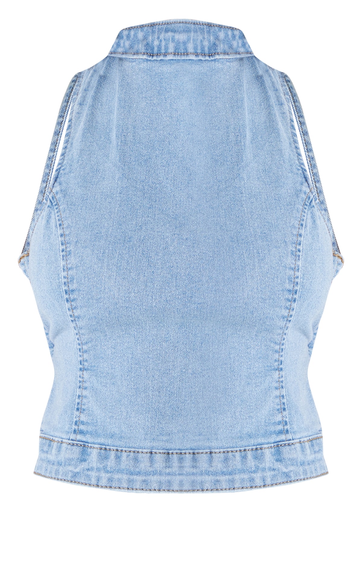 Petite Bleach Wash Denim Backless Top | Petite | PLT USA