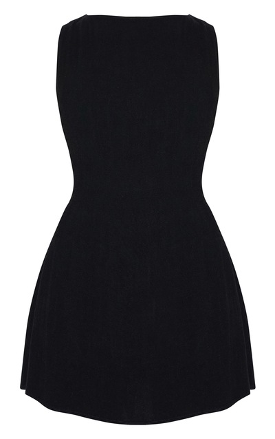 Petite Black Linen Look Backless Shift Dress | Petite ...