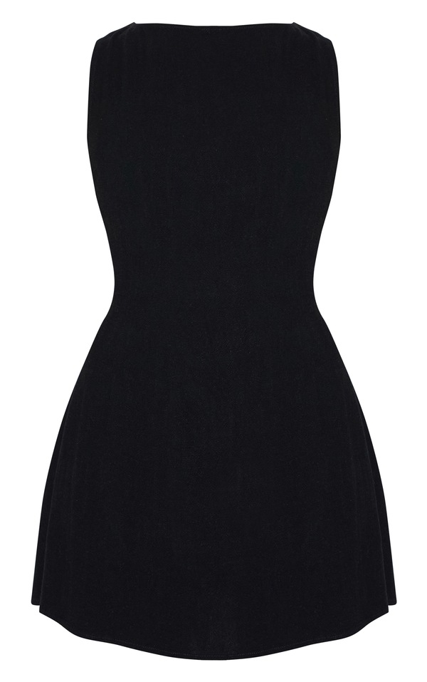 Petite Black Linen Look Backless Shift Dress | Petite ...