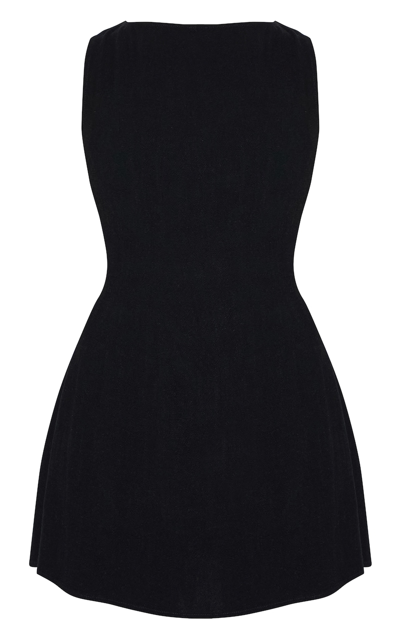 Petite Black Linen Look Backless Shift Dress | Petite | PLT