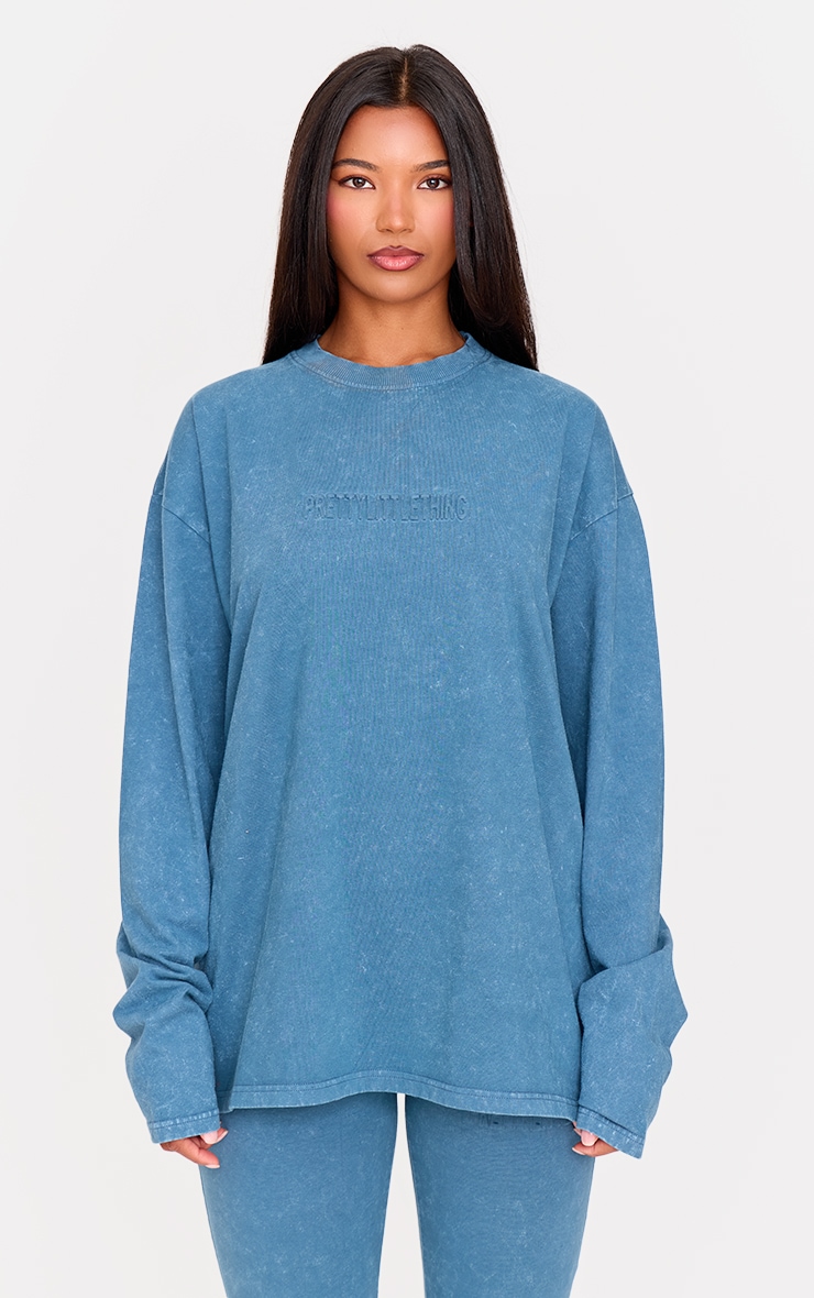 PLT Midnight Blue Embossed Logo T-shirt | Co-ords | PLT