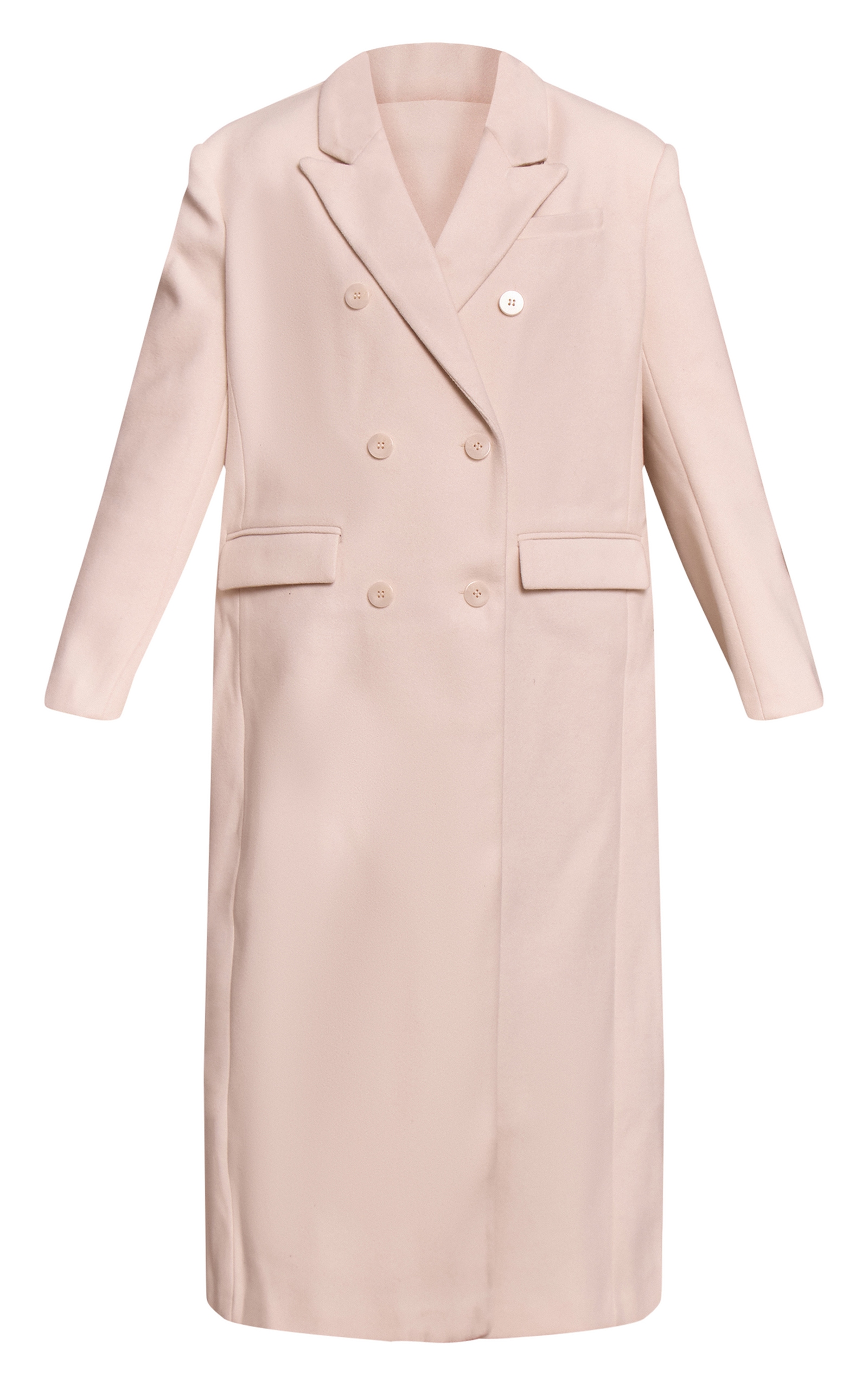 Ecru Double Breasted Oversized Structured Coat | Outerwear | PLT USA