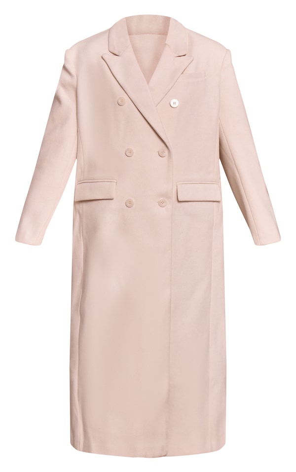 Ecru Double Breasted Oversized Structured Coat | Outerwear | PLT