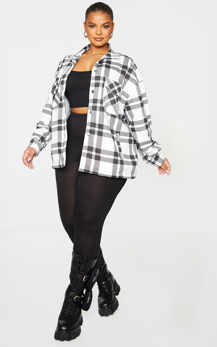 Plus Black Checked Pocket Front Shacket | Plus Size | PLT USA