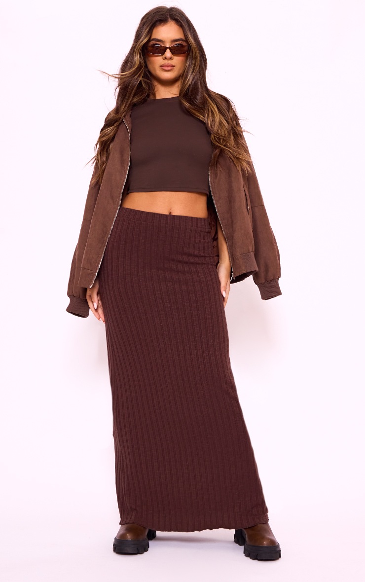 Ribbed maxi skirt | PrettyLittleThing IE