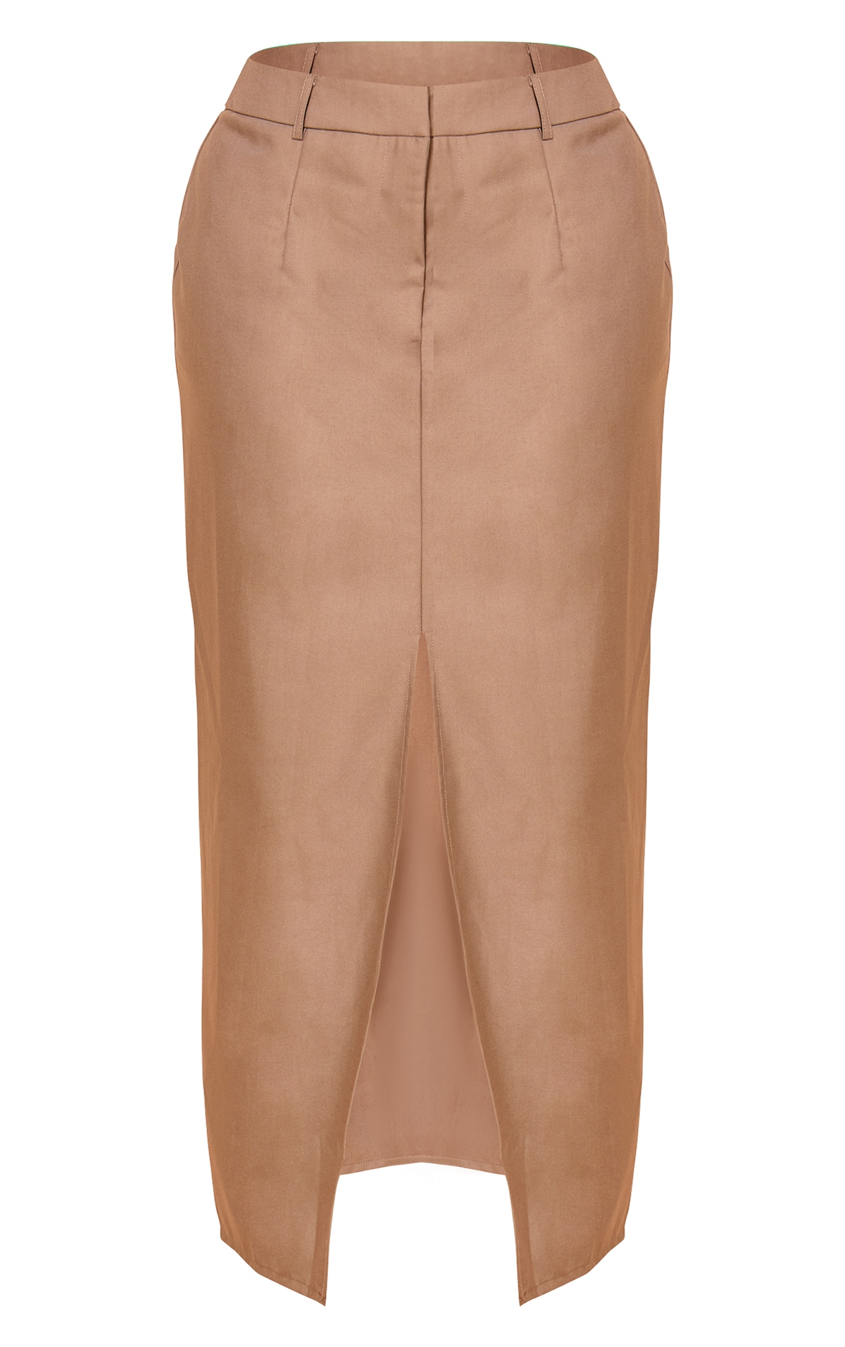 Shape Mocha Tailored Split Front Maxi Skirt | Shape | PrettyLittleThing USA