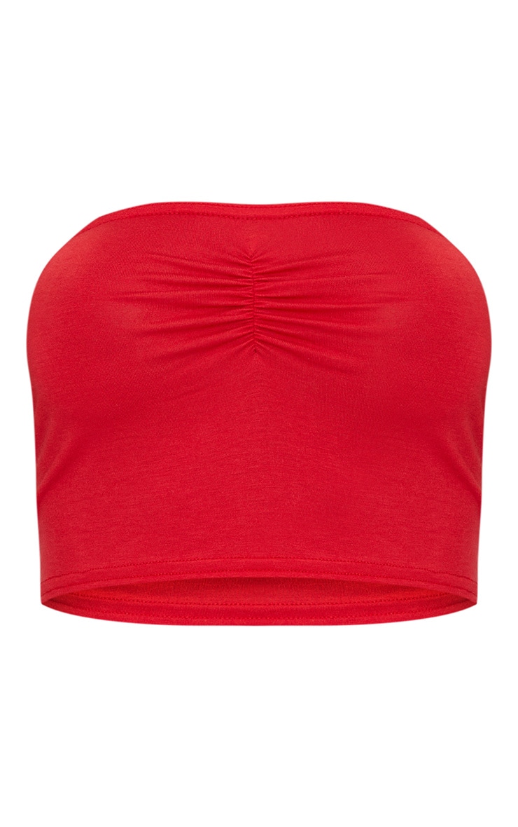 Red Ruched Front Bandeau Crop Top | PrettyLittleThing