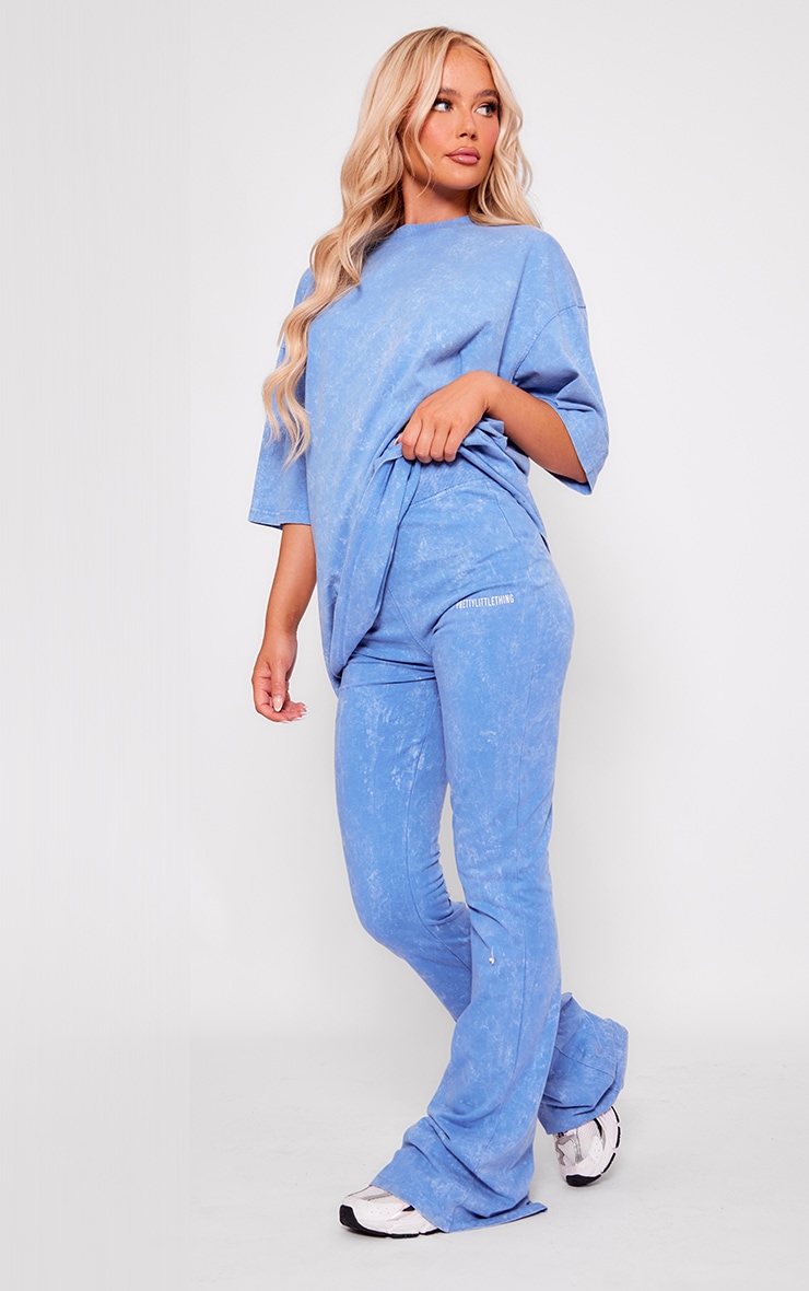 PLT Blue Print Washed High Waist Flared Pants | Co-ords ...