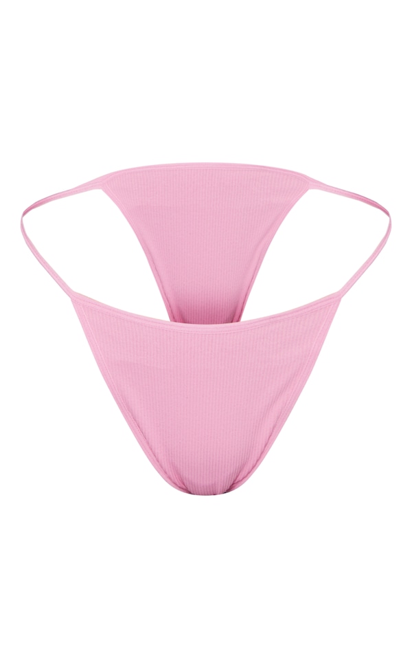 Baby Pink Seamless Rib Tanga Thong | PrettyLittleThing QA