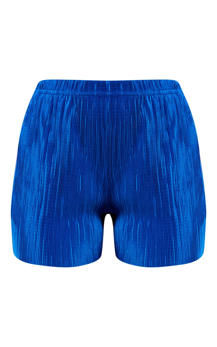 Bright Blue Plisse Elasticated Waist Floaty Shorts | PrettyLittleThing