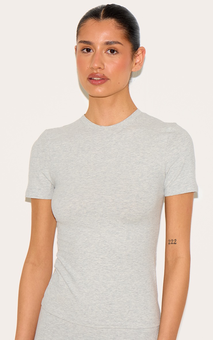 Tall Ash Grey Marl Sculpt Longline Gym Top | Tall | PLT USA