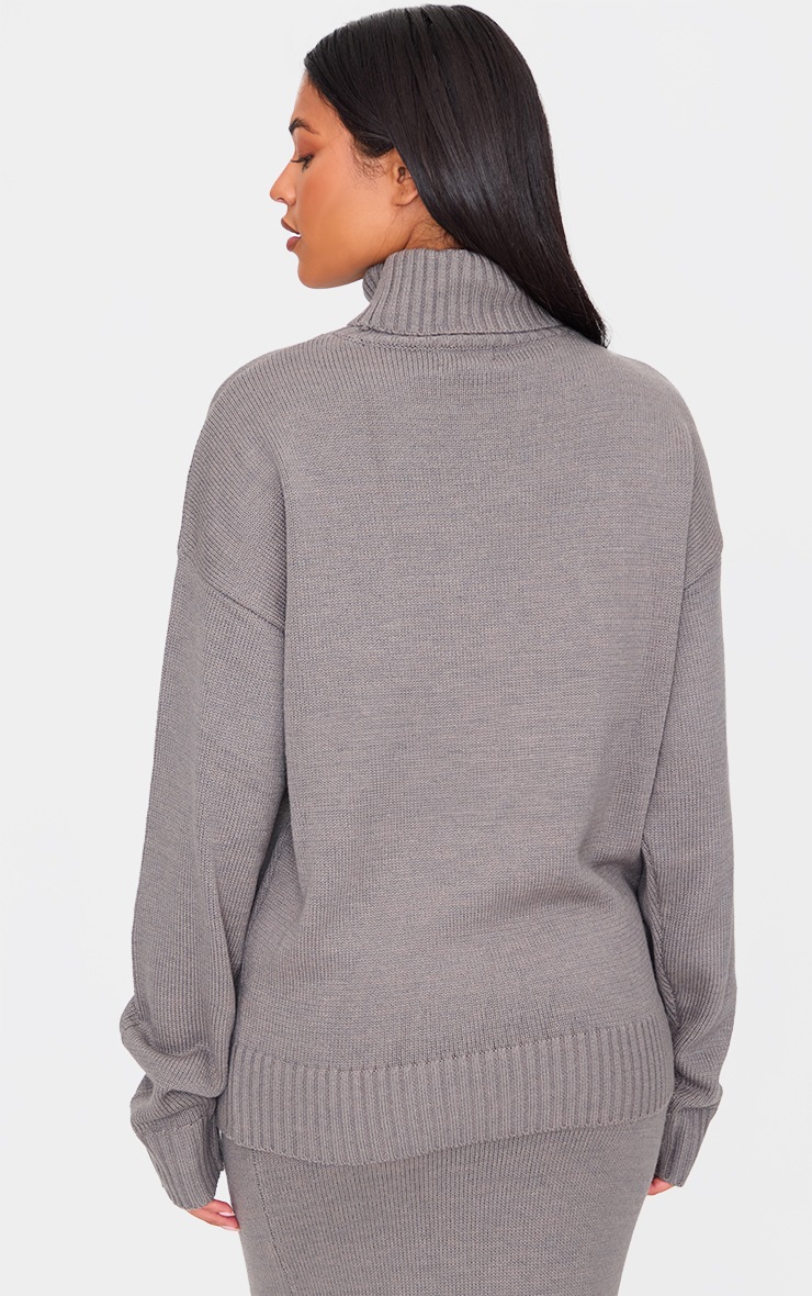 Tall Grey Soft Knit Roll Neck Oversized Jumper | Tall | PLT