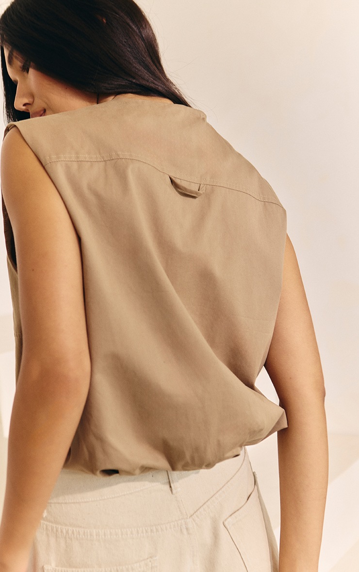 Beige Zip Up Utility Gilet | Outerwear | PLT