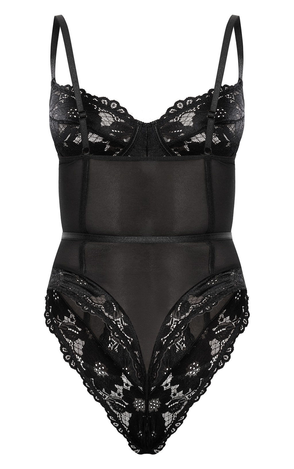 Black Underwired Cage Lace Body | PrettyLittleThing