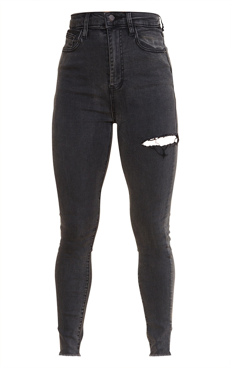 PLT Petite Black Thigh Rip 5 Pocket Skinny Jeans | Petite | PLT USA