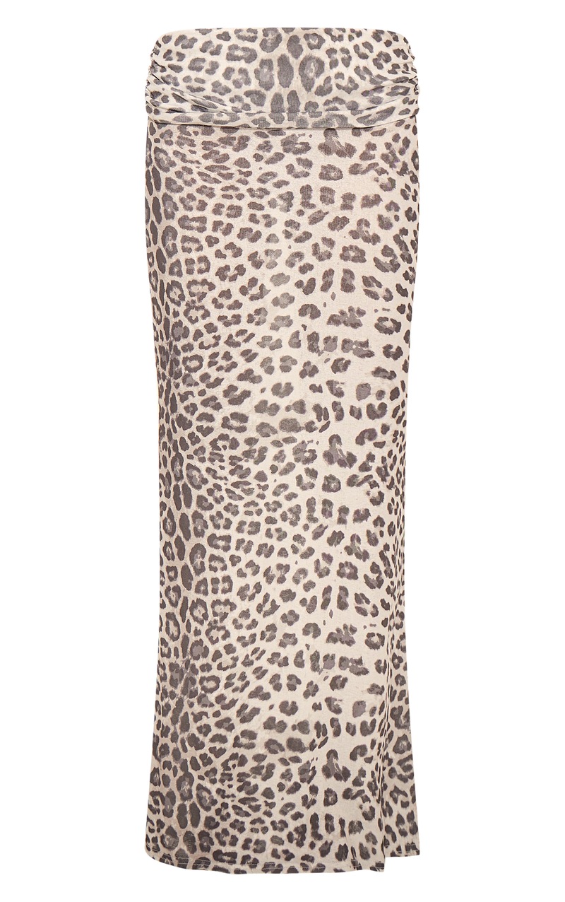 Brown Leopard Burnout Fold Over Hem Low Rise Skirt | Co-ords | PrettyLittleThing USA