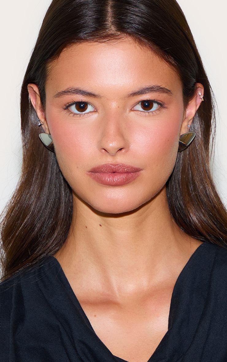 Silver Bevelled Triangle Statement Stud Earrings | Accessories | PLT