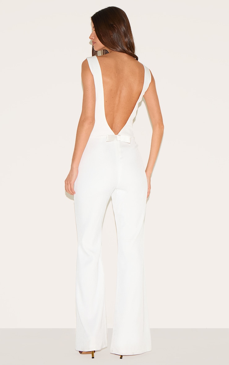 White Structured Back Corset Straight Leg Jumpsuit | Dresses | PLT USA