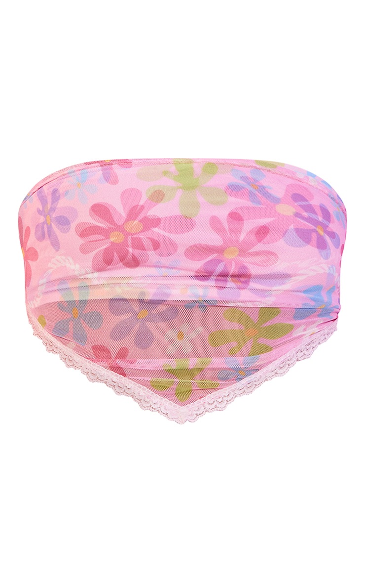 PLT Baby Pink Flower Trim Pointed Hem Beach Crop Top | Swimwear | PLT USA