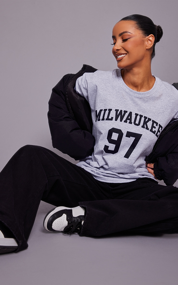 Ash Grey Milwaukee Printed T Shirt | Tops | PLT CA