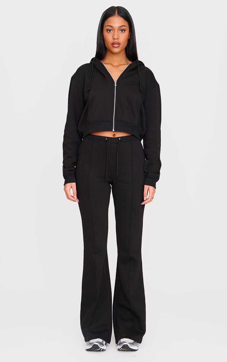 Tall Black Slim Fit Seam Detail Flare Joggers | Tall | PLT