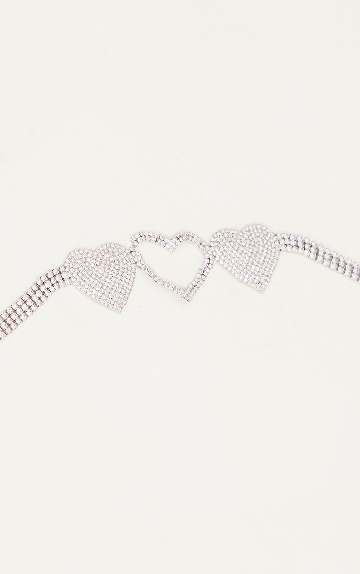 Silver Large Diamante Cut Out Heart Belly Chain | PrettyLittleThing CA