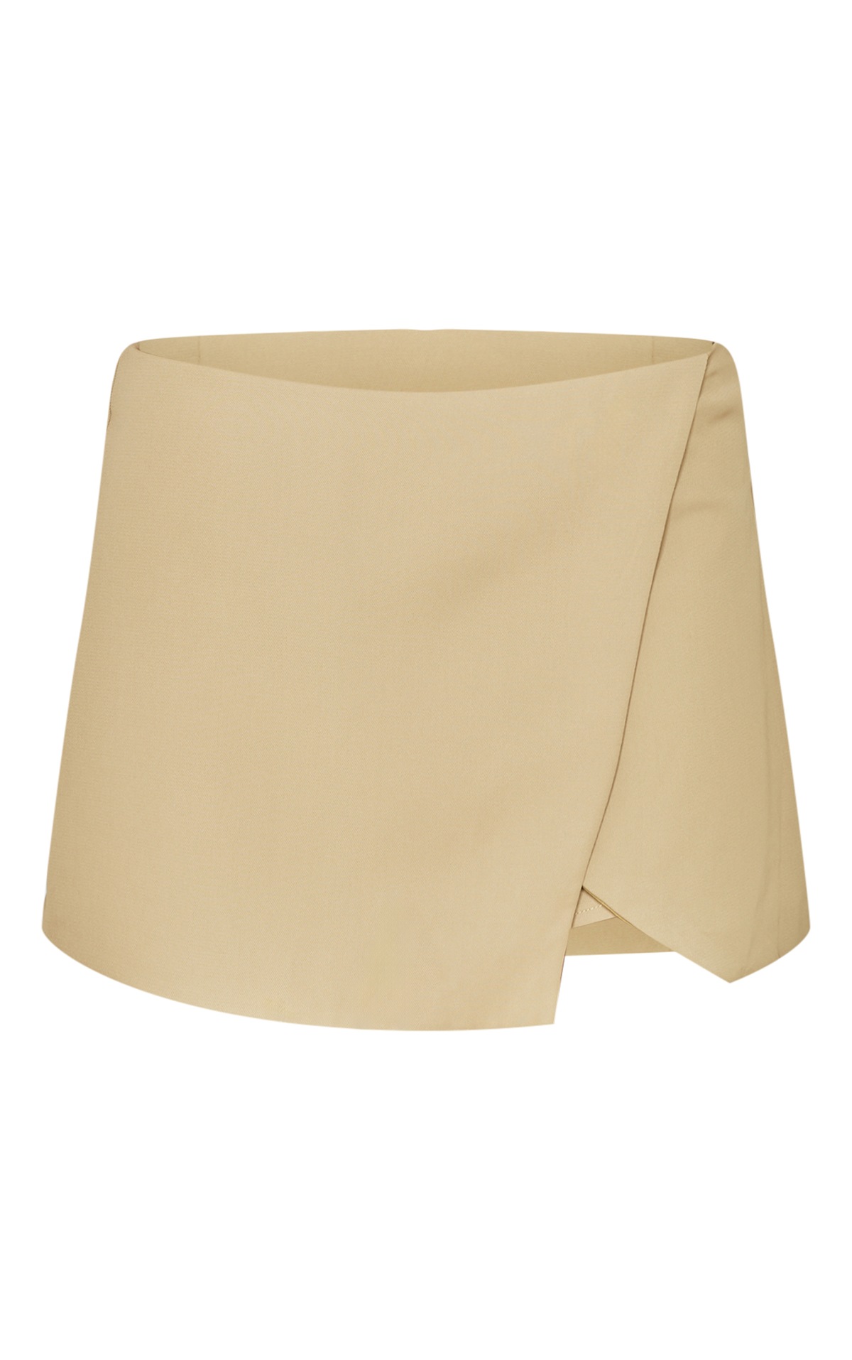 Light Khaki Tailored Woven Wrap Front Skort | Bottoms | PrettyLittleThing