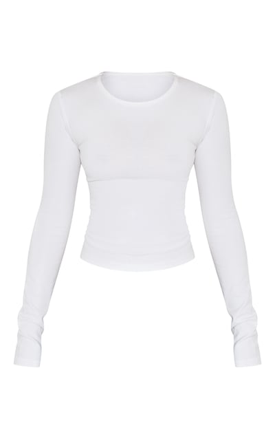 Petite White Cotton Long Sleeve Fitted T-shirt | Petite ...