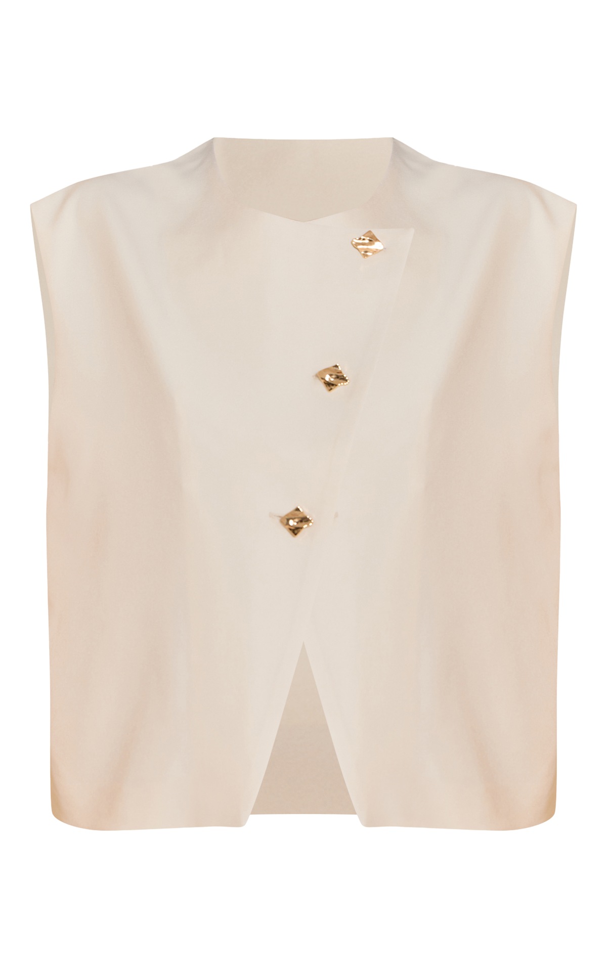 Almond Gold Trim Oversized Vest | Co-ords | PLT USA