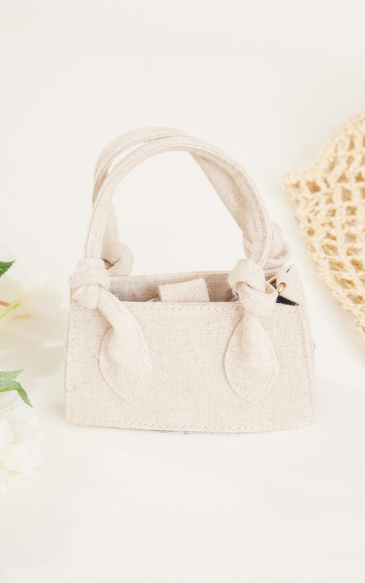 Natural Linen Look Knot Mini Bag | PrettyLittleThing USA