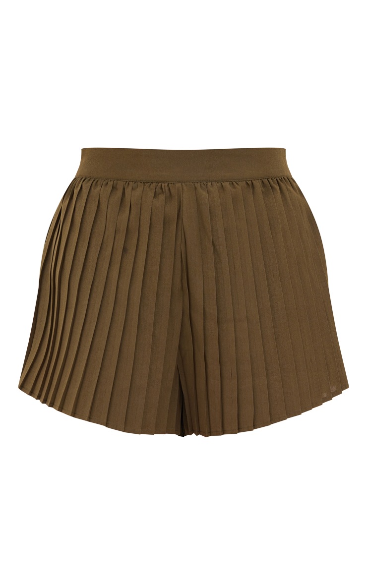 Khaki Pleated Floaty Shorts | Bottoms | PrettyLittleThing KSA