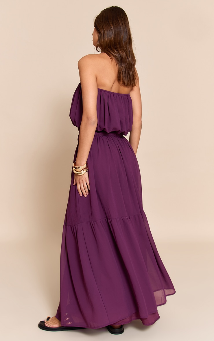 Purple Chiffon Bandeau Sheered Waist Maxi Dress | Dresses | PLT