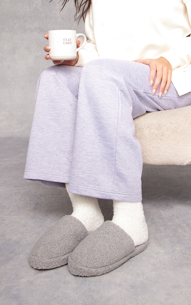 Grey Borg Slip On Slippers | Lingerie & Nightwear | PrettyLittleThing USA