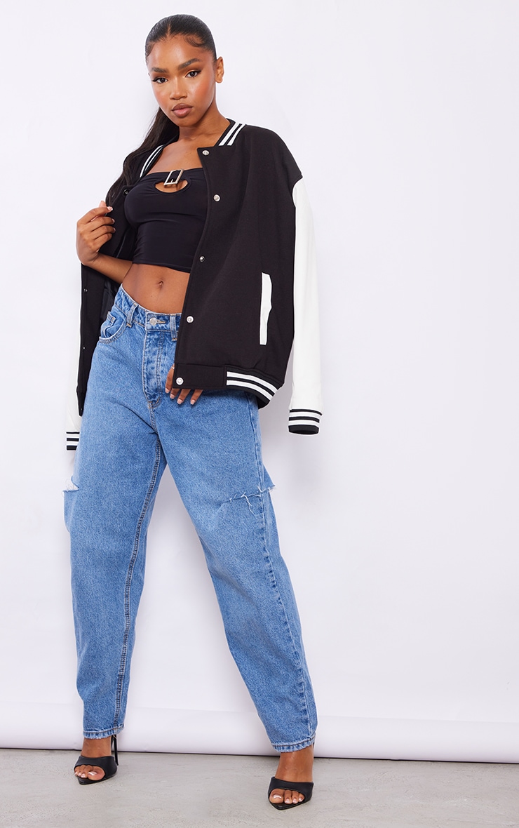 Black Slinky Buckle Crop Top | Tops | PrettyLittleThing CA