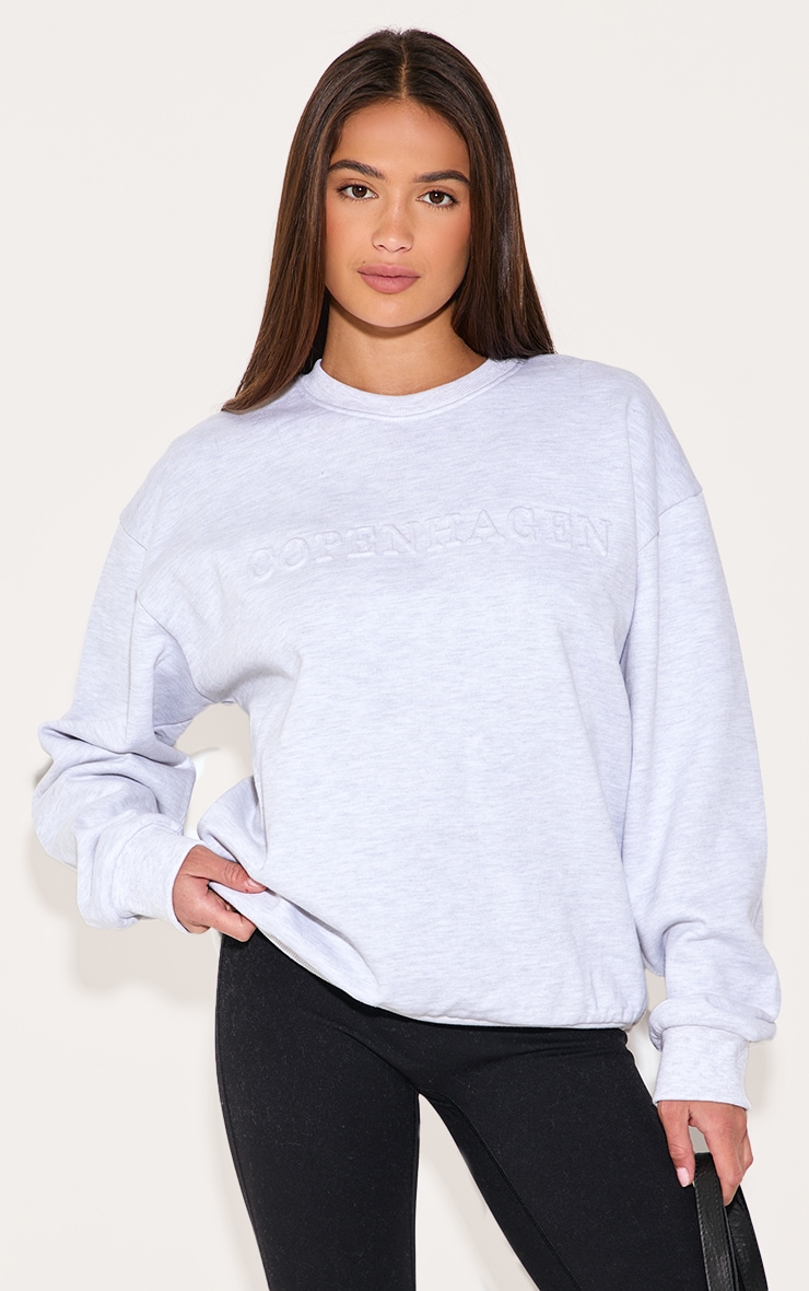 Ash Grey Premium Copenhagen Embossed Sweatshirt | Athleisure | PLT