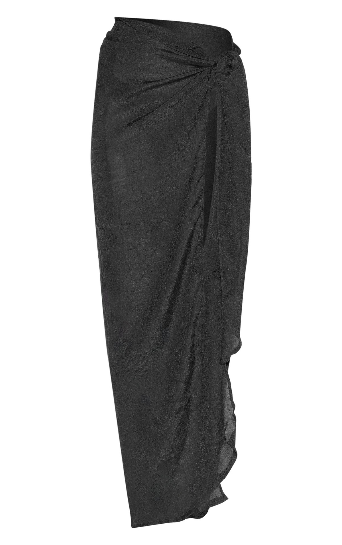 Black Linen Look Beach Sarong | Swimwear | PrettyLittleThing USA