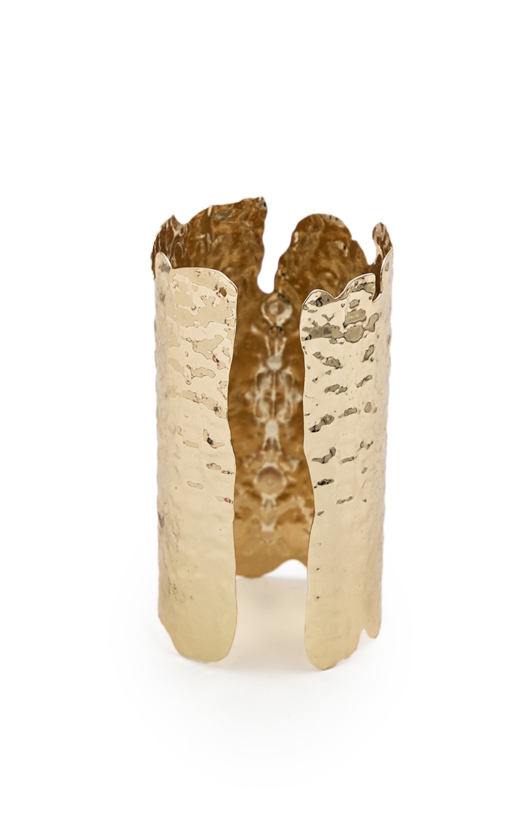 Gold Hammered Textured Large Cuff | Accessories | PLT