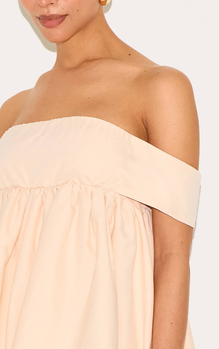 Petite Peach Bardot Puffball Mini Dress | Petite | PLT